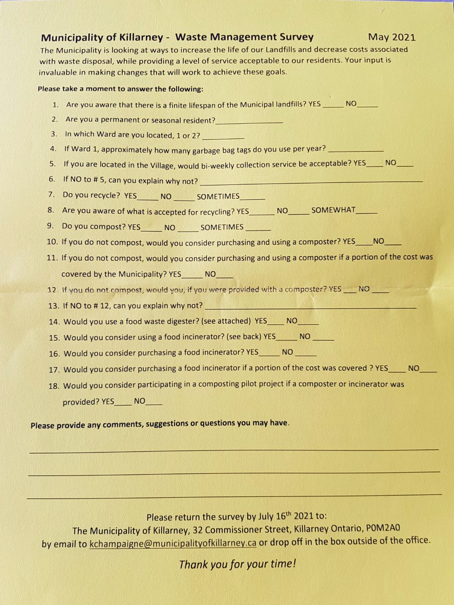 WASTE MANAGEMENT SURVEY - Key River Area Association
